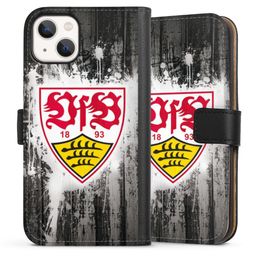 DeinDesign iPhone 13 Handy Klapph&uuml;lle Handyh&uuml;lle aus Kunst Leder schwarz Flip Case Official Licensed Product Vfb Stuttgart Bundesliga Sideflip mit Lasche