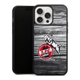 DeinDesign iPhone 15 Pro Max Handy Gallery Case Handyh&uuml;lle 9H Geh&auml;rtetes Glas R&uuml;ckseite H&uuml;lle 1. Fc K&ouml;ln Wooden Look Official Licensed Product Gallery Case