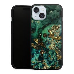 DeinDesign iPhone 15 Handy Premium Silikon H&uuml;lle Handyh&uuml;lle schwarz Case Muster Glitzer Marble Silikon Premium Case