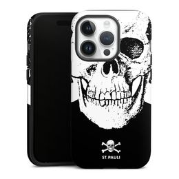 DeinDesign iPhone 14 Pro Handy Panzer Handyh&uuml;lle robuste Outdoor H&uuml;lle Schutzh&uuml;lle matt Totenkopf Fc St. Pauli Official Licensed Product Tough Case