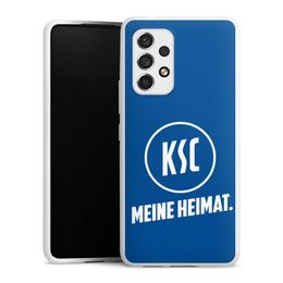 DeinDesign Galaxy A53 5G Handy Silikon H&uuml;lle Case wei&szlig; Handyh&uuml;lle Ksc Karlsruher Sc Statement Silikon Case