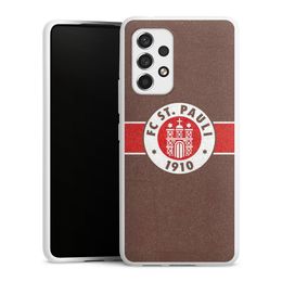 DeinDesign Galaxy A53 5G Handy Silikon H&uuml;lle Case wei&szlig; Handyh&uuml;lle Fc St. Pauli Official Licensed Product Logo Silikon Case