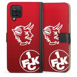 DeinDesign Galaxy A12 Handy Klapph&uuml;lle Handyh&uuml;lle aus Kunst Leder schwarz Flip Case 1. Fc Kaiserslautern Official Licensed Product Devil Sideflip mit langer 