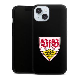 DeinDesign iPhone 15 Handy Premium Silikon H&uuml;lle Handyh&uuml;lle schwarz Case Vfb Stuttgart Coat Of Arms Official Licensed Product Silikon Premium Case
