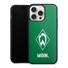 DeinDesign iPhone 15 Pro Max Handy Gallery Case Handyh&uuml;lle 9H Geh&auml;rtetes Glas R&uuml;ckseite H&uuml;lle Moin Official Licensed Product Sv Werder Bremen Gallery Case