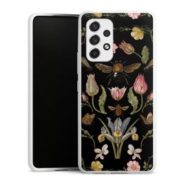 DeinDesign Galaxy A53 5G Handy Silikon H&uuml;lle Case wei&szlig; Handyh&uuml;lle Bee Blossom Flower Wreath Silikon Case