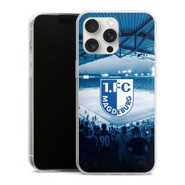 DeinDesign iPhone 15 Pro Max Handy Silikon H&uuml;lle Case transparent Handyh&uuml;lle Stadium 1. Fcm 1. Fc Magdeburg Silikon Case