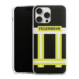 DeinDesign iPhone 15 Pro Max Handy Silikon H&uuml;lle Case wei&szlig; Handyh&uuml;lle Fire Fighters Job Fire Fighter Silikon Case
