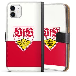 DeinDesign iPhone 11 Handy Klapph&uuml;lle Handyh&uuml;lle aus Kunst Leder schwarz Flip Case Vfb Stuttgart Logo Official Licensed Product Sideflip mit Lasche