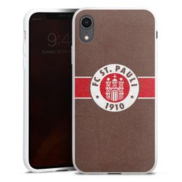 DeinDesign iPhone Xr Handy Silikon H&uuml;lle Case wei&szlig; Handyh&uuml;lle Fc St. Pauli Logo Official Licensed Product Silikon Case