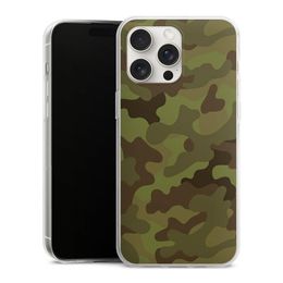 DeinDesign iPhone 15 Pro Max Handy Silikon H&uuml;lle Case transparent Handyh&uuml;lle Camouflage Tarnmuster Army Silikon Case