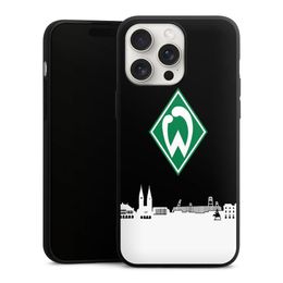 DeinDesign iPhone 15 Pro Max Handy Premium Silikon H&uuml;lle Handyh&uuml;lle schwarz Case Skyline Sv Werder Bremen Official Licensed Product Silikon Premium Case
