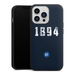 DeinDesign iPhone 13 Pro Handy Premium Silikon H&uuml;lle Handyh&uuml;lle schwarz Case Karlsruher Sc Ksc Bundesliga Silikon Premium Case