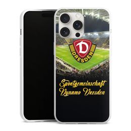 DeinDesign iPhone 15 Pro Max Handy Silikon H&uuml;lle Case wei&szlig; Handyh&uuml;lle Sg Dynamo Dresden Sgd Official Licensed Product Silikon Case
