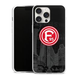 DeinDesign iPhone 15 Pro Max Handy Silikon H&uuml;lle Case wei&szlig; Handyh&uuml;lle Official Licensed Product Logo Fortuna D&uuml;sseldorf Silikon Case