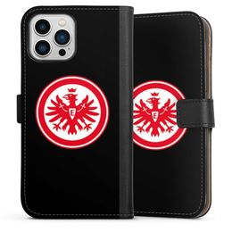 DeinDesign iPhone 13 Pro Max Handy Klapph&uuml;lle Handyh&uuml;lle aus Kunst Leder schwarz Flip Case Sge Eintracht Frankfurt Eagle Sideflip mit langer Lasche