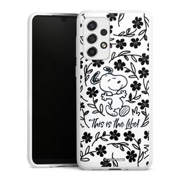DeinDesign Galaxy A33 5G Handy Silikon H&uuml;lle Case wei&szlig; Handyh&uuml;lle Flowers Peanuts Snoopy Silikon Case