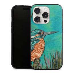 DeinDesign iPhone 15 Pro Handy Slim Case extra d&uuml;nn Silikon Handyh&uuml;lle schwarz H&uuml;lle Painting Bird Animals Silikon Slim Case