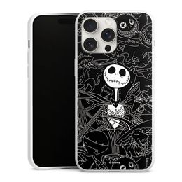 DeinDesign iPhone 15 Pro Max Handy Silikon H&uuml;lle Case wei&szlig; Handyh&uuml;lle Disney Nightmare Before Christmas Halloween Silikon Case