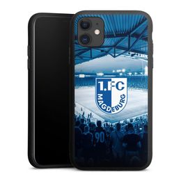 DeinDesign iPhone 11 Handy Premium Silikon H&uuml;lle Handyh&uuml;lle schwarz Case 1. Fc Magdeburg Stadium 1. Fcm Silikon Premium Case