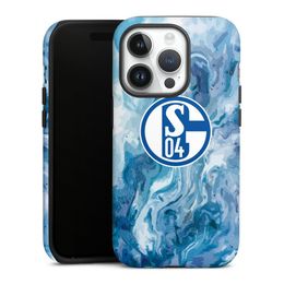 DeinDesign iPhone 14 Pro Handy Panzer Handyh&uuml;lle robuste Outdoor H&uuml;lle Schutzh&uuml;lle matt Logo Fc Schalke 04 Merchandise Tough Case