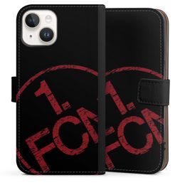 DeinDesign iPhone 14 Handy Klapph&uuml;lle Handyh&uuml;lle aus Kunst Leder schwarz Flip Case Texture Merchandise 1. Fcn Sideflip mit Lasche