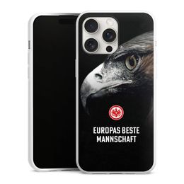 DeinDesign iPhone 15 Pro Max Handy Silikon H&uuml;lle Case wei&szlig; Handyh&uuml;lle European Cup Official Licensed Product Eintracht Frankfurt Silikon Case
