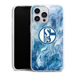 DeinDesign iPhone 13 Pro Handy Silikon H&uuml;lle Case wei&szlig; Handyh&uuml;lle Logo Fc Schalke 04 Merchandise Silikon Case