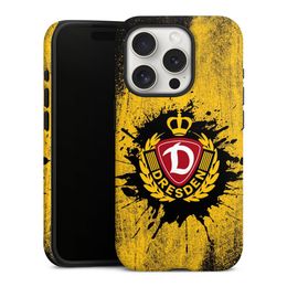 DeinDesign iPhone 15 Pro Handy Panzer Handyh&uuml;lle robuste Outdoor H&uuml;lle Schutzh&uuml;lle matt Official Licensed Product Soccer Sg Dynamo Dresden Tough Case