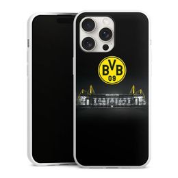 DeinDesign iPhone 15 Pro Max Handy Silikon H&uuml;lle Case wei&szlig; Handyh&uuml;lle Borussia Dortmund Stadium Bvb Silikon Case