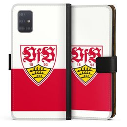 DeinDesign Galaxy A51 Handy Klapph&uuml;lle Handyh&uuml;lle aus Kunst Leder schwarz Flip Case Vfb Stuttgart Logo Official Licensed Product Sideflip mit Lasche