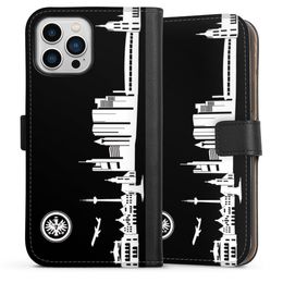 DeinDesign iPhone 13 Pro Max Handy Klapph&uuml;lle Handyh&uuml;lle aus Kunst Leder schwarz Flip Case Eintracht Frankfurt Sge Skyline Sideflip mit langer Lasche
