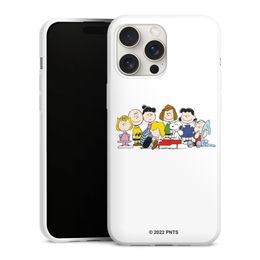 DeinDesign iPhone 15 Pro Max Handy Silikon H&uuml;lle Case wei&szlig; Handyh&uuml;lle Peanuts Kindheit Merchandise Silikon Case