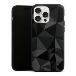 DeinDesign iPhone 15 Pro Max Handy Premium Silikon H&uuml;lle Handyh&uuml;lle schwarz Case Abstract Muster Geometric Silikon Premium Case