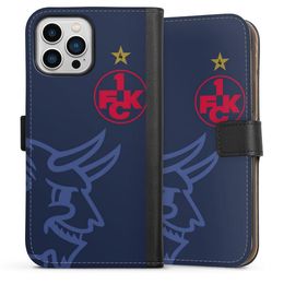 DeinDesign iPhone 13 Pro Max Handy Klapph&uuml;lle Handyh&uuml;lle aus Kunst Leder schwarz Flip Case Logo 1. Fc Kaiserslautern 1. Fck Sideflip mit langer Lasche