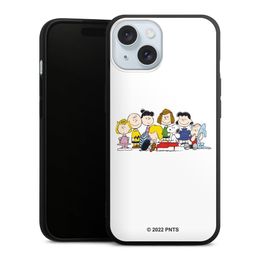 DeinDesign iPhone 15 Handy Premium Silikon H&uuml;lle Handyh&uuml;lle schwarz Case Peanuts Kindheit Merchandise Silikon Premium Case