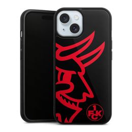 DeinDesign iPhone 15 Handy Gallery Case Handyh&uuml;lle 9H Geh&auml;rtetes Glas R&uuml;ckseite H&uuml;lle 1. Fc Kaiserslautern Logo Official Licensed Product Gallery Case