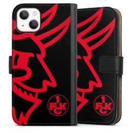 DeinDesign iPhone 13 Handy Klapph&uuml;lle Handyh&uuml;lle aus Kunst Leder schwarz Flip Case 1. Fc Kaiserslautern Logo Official Licensed Product Sideflip mit Lasche
