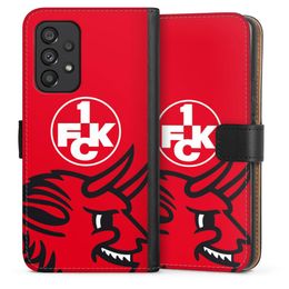 DeinDesign Galaxy A53 5G Handy Klapph&uuml;lle Handyh&uuml;lle aus Kunst Leder schwarz Flip Case 1. Fck Devil 1. Fc Kaiserslautern Sideflip mit langer Lasche