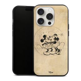 DeinDesign iPhone 15 Pro Handy Slim Case extra d&uuml;nn Silikon Handyh&uuml;lle schwarz H&uuml;lle Minnie Mouse Vintage Mickey Mouse Silikon Slim Case