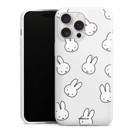 DeinDesign iPhone 15 Pro Max Handy Silikon H&uuml;lle Case wei&szlig; Handyh&uuml;lle Muster Miffy Transparent Silikon Case