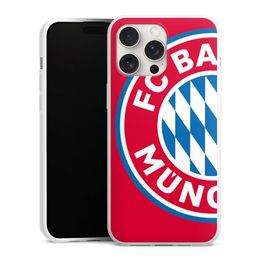 DeinDesign iPhone 15 Pro Max Handy Silikon H&uuml;lle Case wei&szlig; Handyh&uuml;lle Official Licensed Product Fcb Fc Bayern M&uuml;nchen Silikon Case