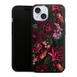 DeinDesign iPhone 15 Handy Premium Silikon H&uuml;lle Handyh&uuml;lle schwarz Case Rose Blossom Flowers Silikon Premium Case