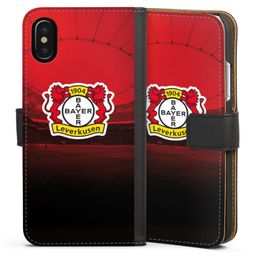 DeinDesign iPhone X Handy Klapph&uuml;lle Handyh&uuml;lle aus Kunst Leder schwarz Flip Case Bayer 04 Leverkusen Official Licensed Product Stadium Sideflip mit langer 