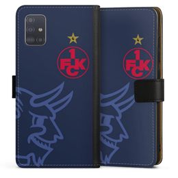 DeinDesign Galaxy A51 Handy Klapph&uuml;lle Handyh&uuml;lle aus Kunst Leder schwarz Flip Case Logo 1. Fc Kaiserslautern 1. Fck Sideflip mit Lasche