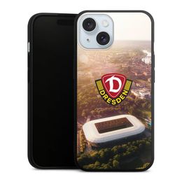 DeinDesign iPhone 15 Handy Premium Silikon H&uuml;lle Handyh&uuml;lle schwarz Case Sgd Sg Dynamo Dresden Stadium Silikon Premium Case