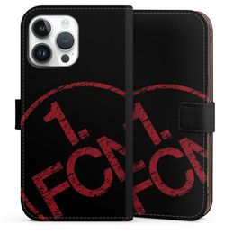 DeinDesign iPhone 14 Pro Max Handy Klapph&uuml;lle Handyh&uuml;lle aus Kunst Leder schwarz Flip Case Texture Merchandise 1. Fcn Sideflip mit Lasche