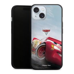 DeinDesign iPhone 15 Handy Premium Silikon H&uuml;lle Handyh&uuml;lle schwarz Case Lightning Mcqueen 95 Official Licensed Product Cars Silikon Premium Case