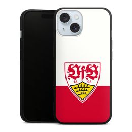 DeinDesign iPhone 15 Handy Premium Silikon H&uuml;lle Handyh&uuml;lle schwarz Case Vfb Stuttgart Logo Official Licensed Product Silikon Premium Case