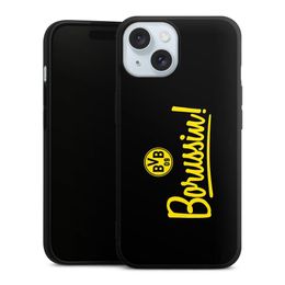 DeinDesign iPhone 15 Handy Premium Silikon H&uuml;lle Handyh&uuml;lle schwarz Case Borussia Dortmund Bvb Soccer Silikon Premium Case